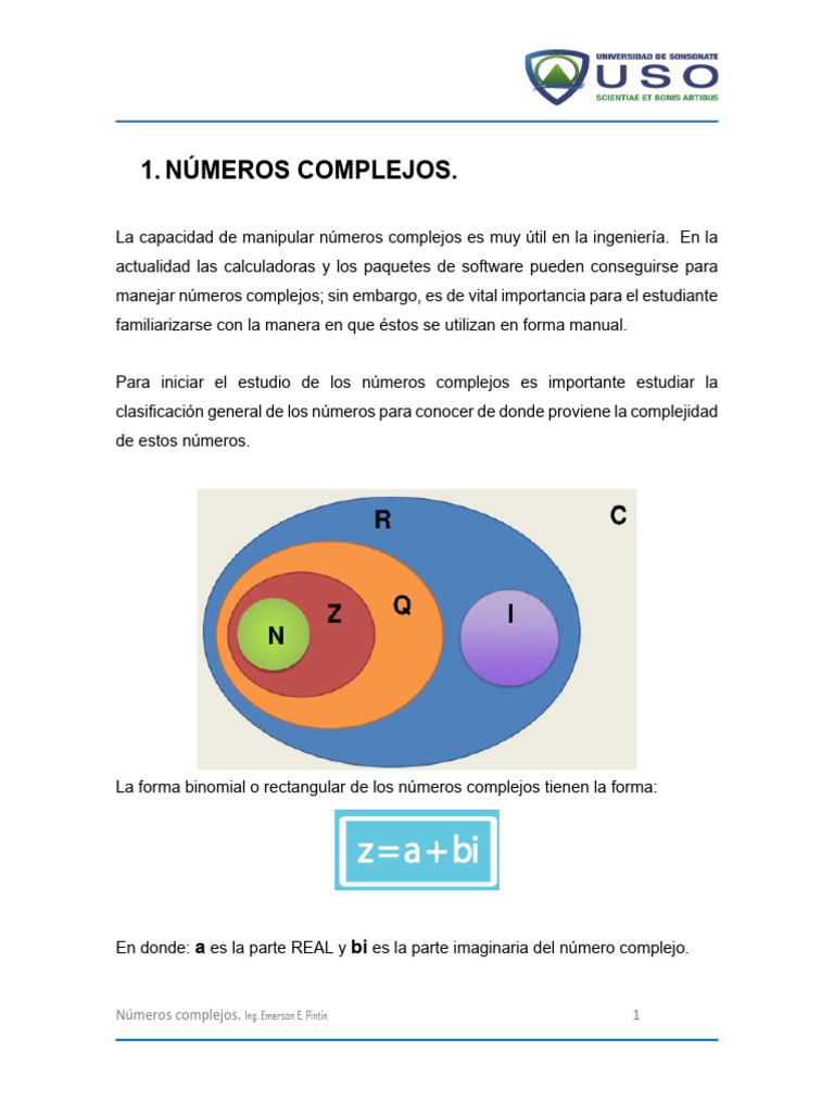 NUMEROS COMPLEJOS y LA UNIDAD IMAGINARIA | PDF | Número complejo | Matemática Elemental