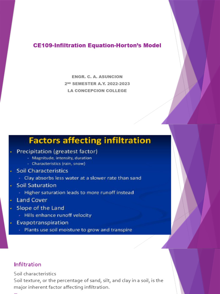 CE109 Infiltration Horton's Equation March 10,2023 | PDF | Soil ...