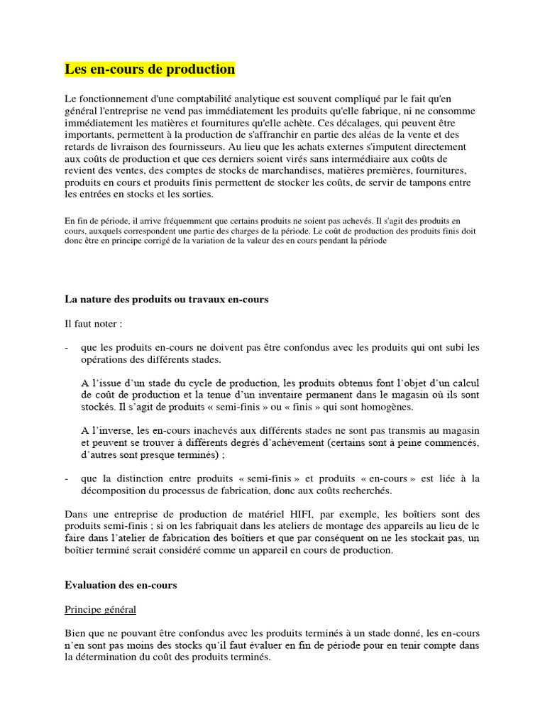 Gestion des en-cours de production | PDF | Technologie et ingénierie