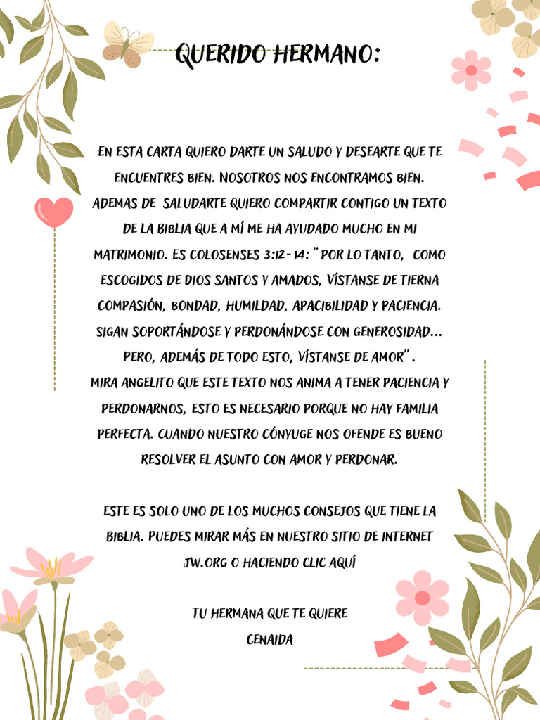 Carta A Mi Hermano | PDF