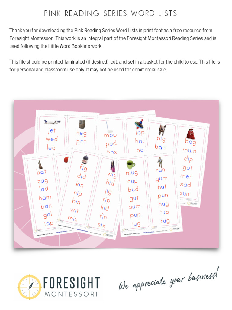 Pink Reading Word Lists Print Foresight | PDF | Copyright Law | Freedom ...
