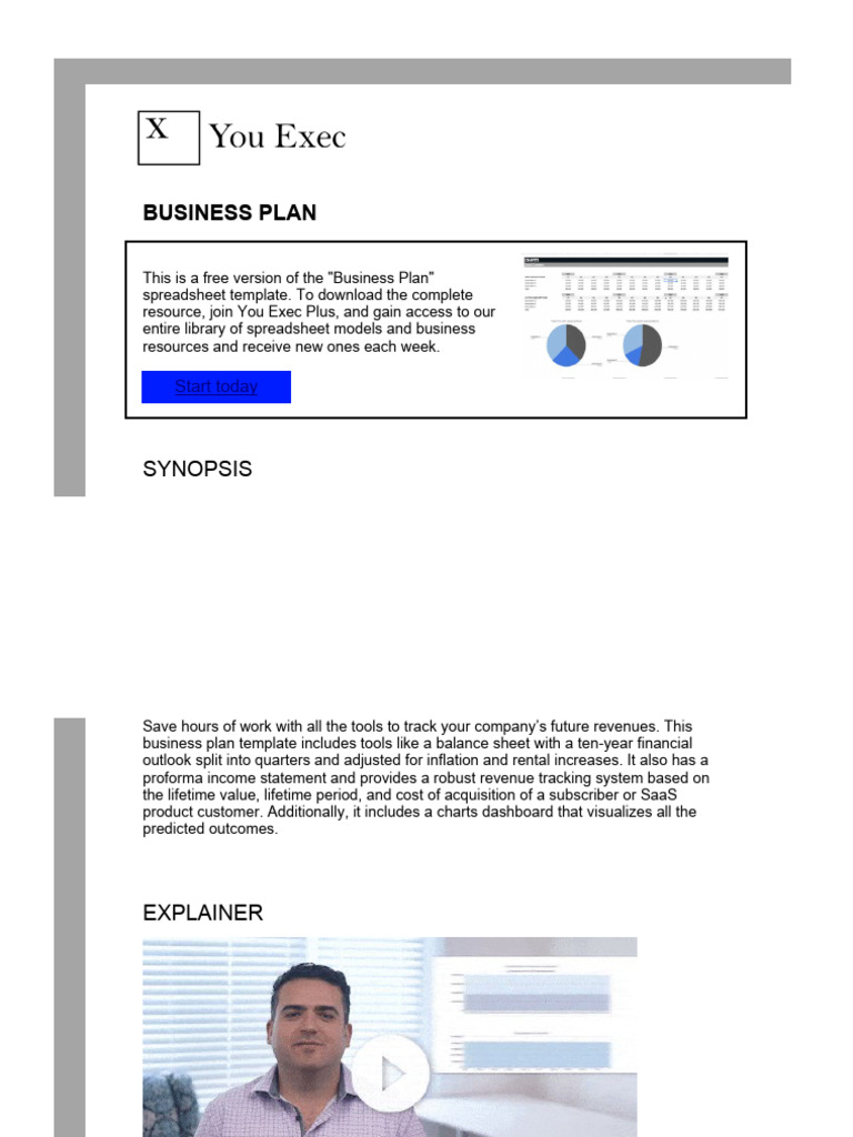 You Exec - Business Plan Template Free | PDF