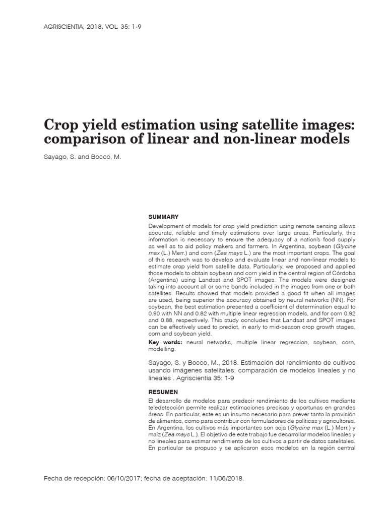 Crop Yield Estimation Using Satellite Images Compa | PDF | Computers Crop Yield Estimation Using Satellite Images Compa | PDF | Computers