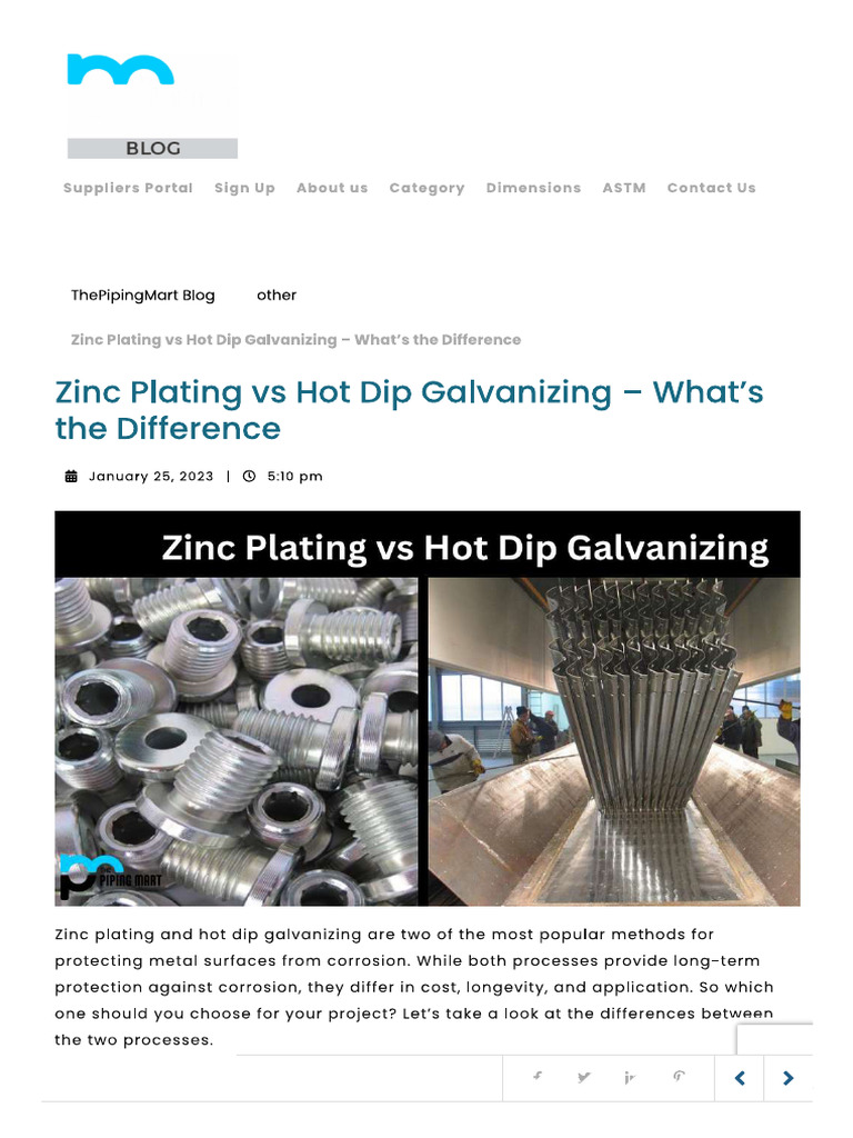 Zinc Plating Vs Hot Dip Galvanizing | PDF