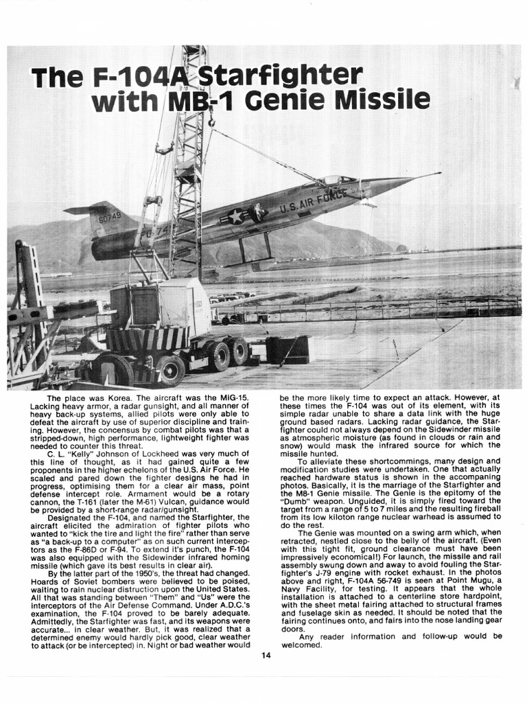 F-104A Starfighter With MB-1 Genie Missile Article | PDF