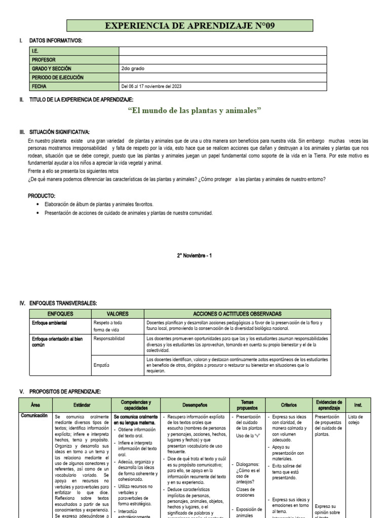 2° Grado - Experiencia de Aprendizaje N°09 | PDF | Números | Sustracción
