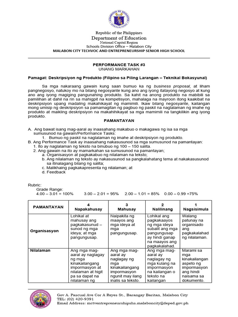 Performance Task 3 Fpl Commercial Pdf