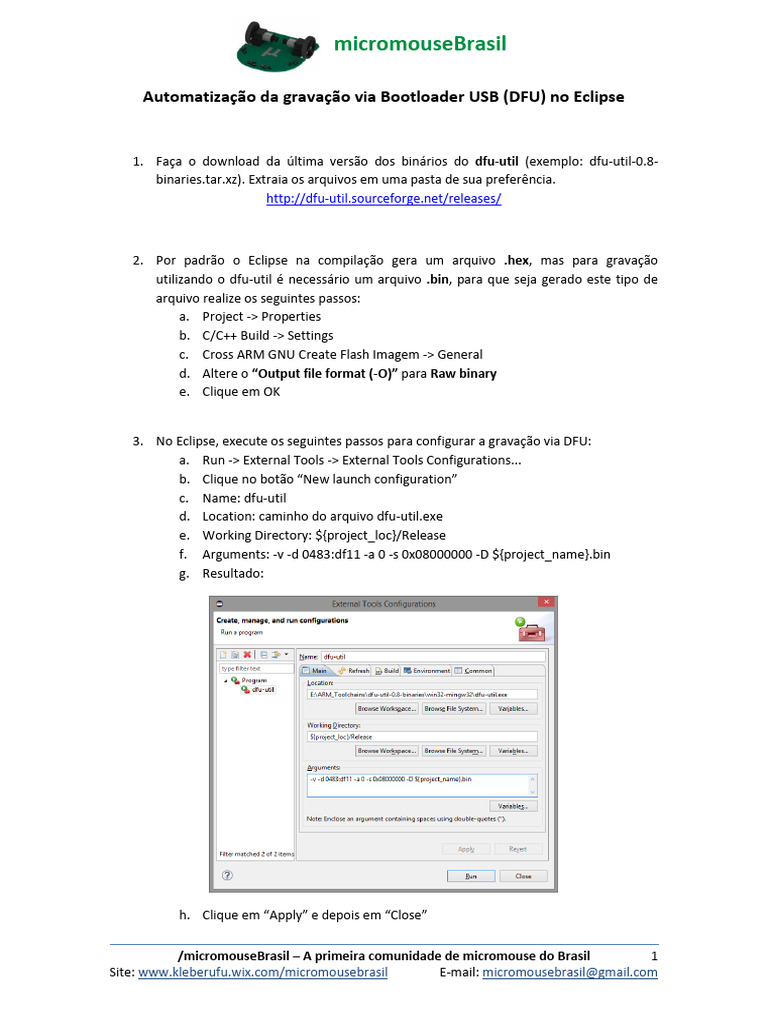 Automatização Da Gravação Via Bootloader-ARM USB (DFU) No Eclipse | PDF ...