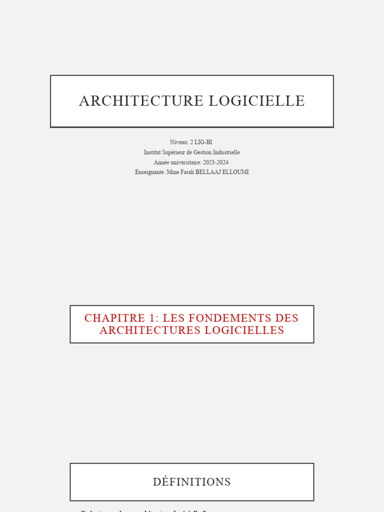 Chapitre 1 | PDF | Architecture de logiciel | Informatique
