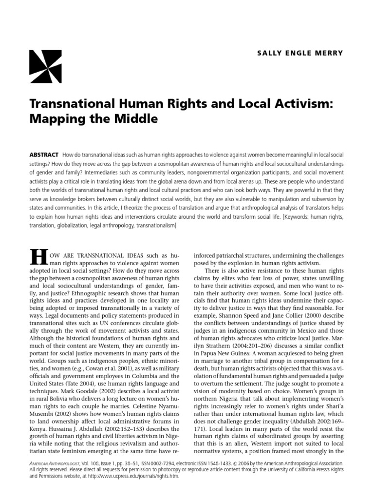 Merry (2006) Transnational Human Rights and Local Activism - Mapping ...