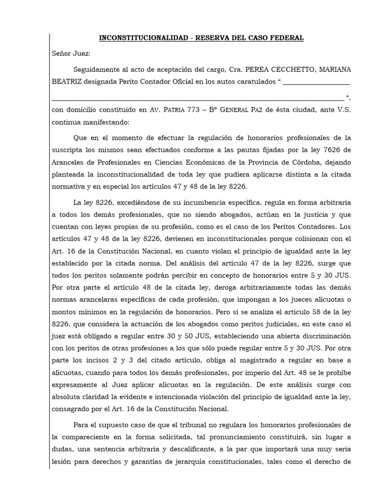 Inconstitucionalidad de Leyes de Honorarios | PDF | Testigo experto ...