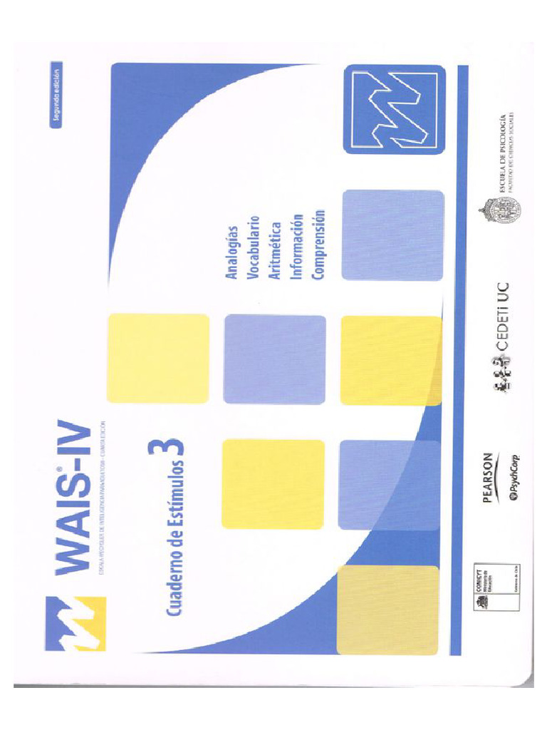 9 A WAIS IV. Cuaderno de Estímulos 3 Test (WAIS-IV) | PDF