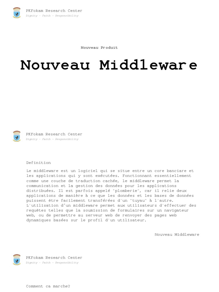 Presentation Nouveau Middleware Intelligentsia | PDF | Middleware | Internet