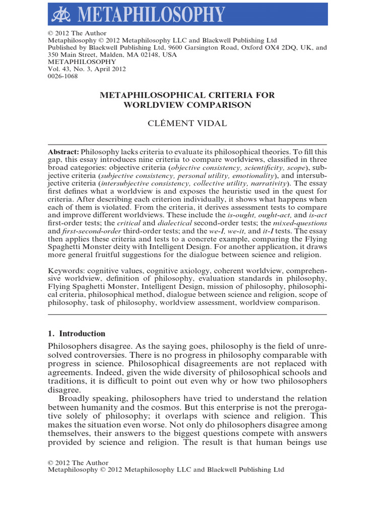 MP - Glida, C. - Metaphil Criteria | PDF | Metaphilosophy | Relativism