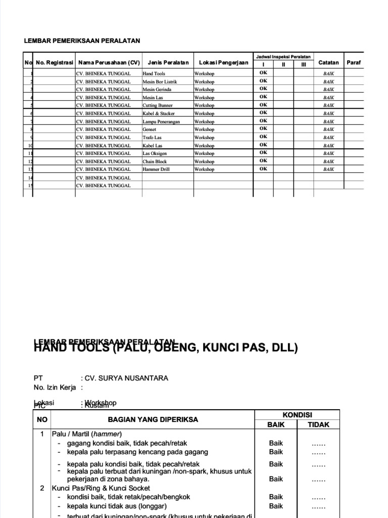 PDF Checklist Peralatan Compress | PDF