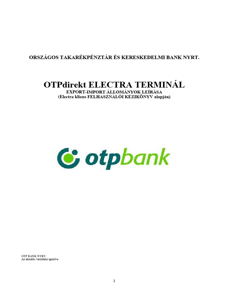 OTPdirekt Electra Terminal Interfesz Leiras 2 1 | PDF