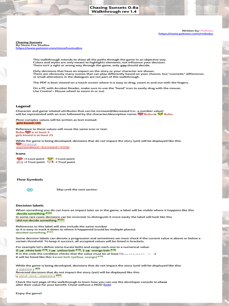 ChasingSunsets 0.8a - Walkthrough Rev 1.4 | PDF