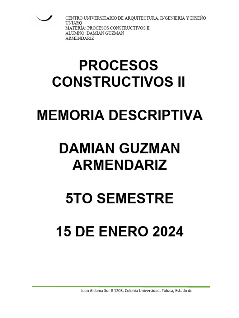 Memoria Descriptiva | PDF Memoria Descriptiva | PDF