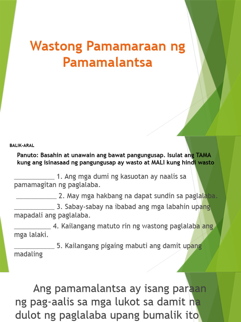 Wastong Pamamaraan NG Pamamalantsa | PDF Wastong Pamamaraan NG Pamamalantsa | PDF