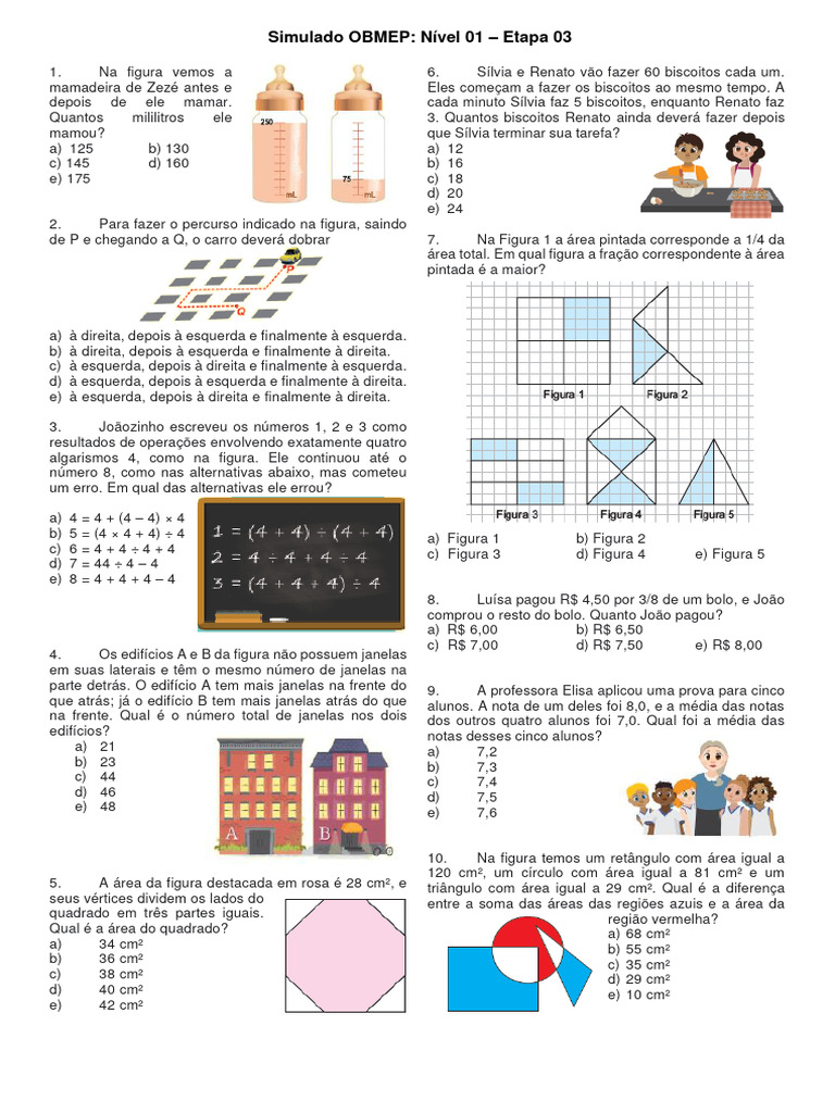 Simulado OBMEP Nivel 1 | PDF