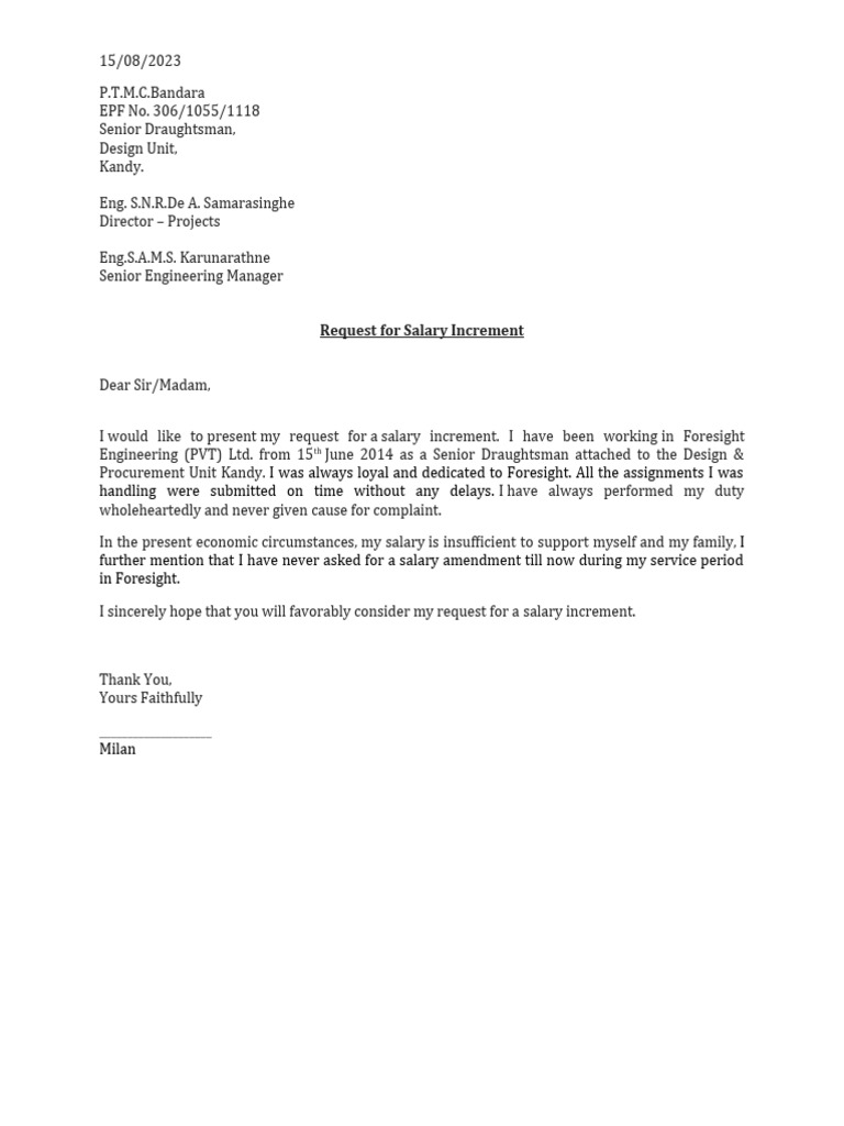 Salary Increment Request Letter | PDF