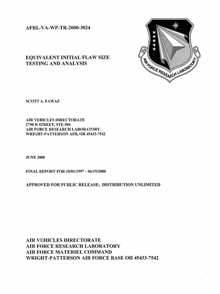 Equivalent Initial Flaw Size Testing and Analysis | PDF