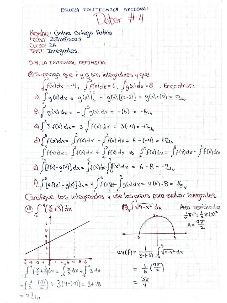 Deber 4 - Integrales - Ortega | PDF