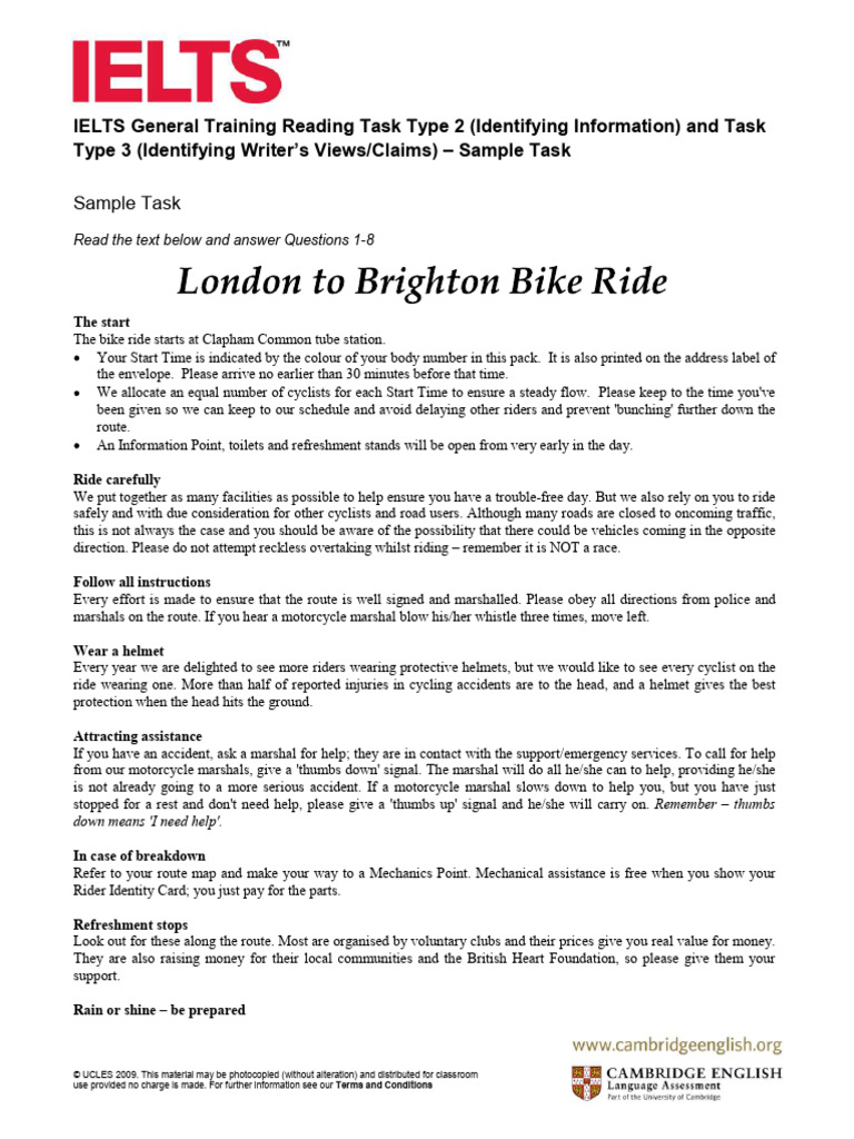 IELTS General Training Reading Task Type 2 (Identifying Information ...