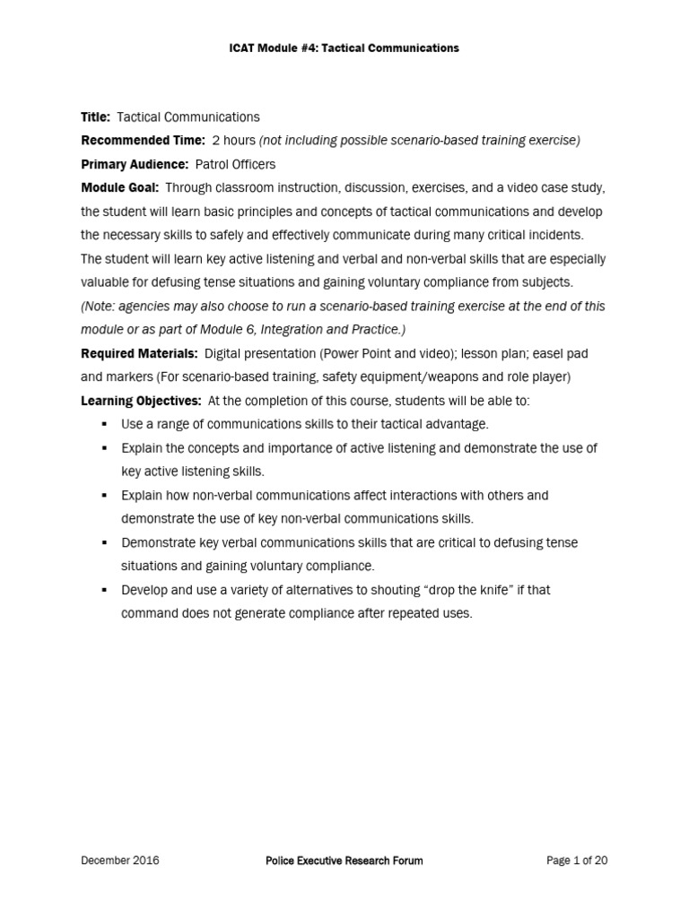 Tactical Communications | PDF | Nonverbal Communication | Communication