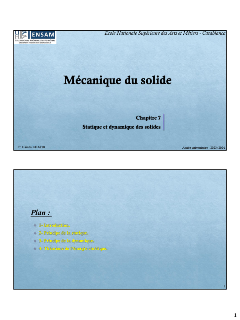 Chapitre 7 - Statique Et Dynamique Du Solide | PDF