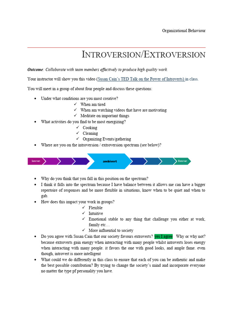 Introversion and Extroversion | PDF