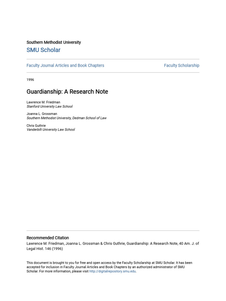 Guardianship - A Research Note | PDF | Legal Guardian | Justice
