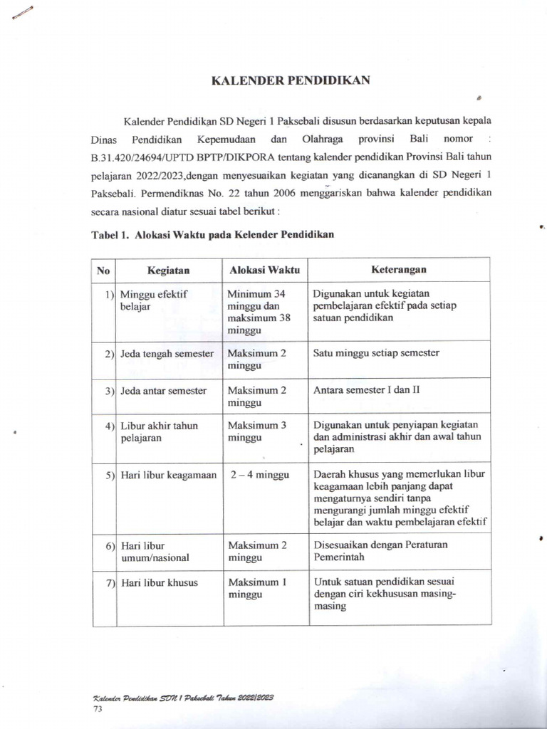Kalender Pendidikan-1 | PDF