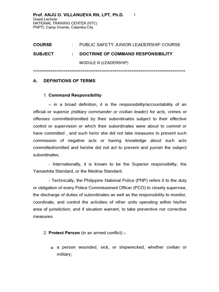 Command Responsibility | PDF | International Humanitarian Law ...