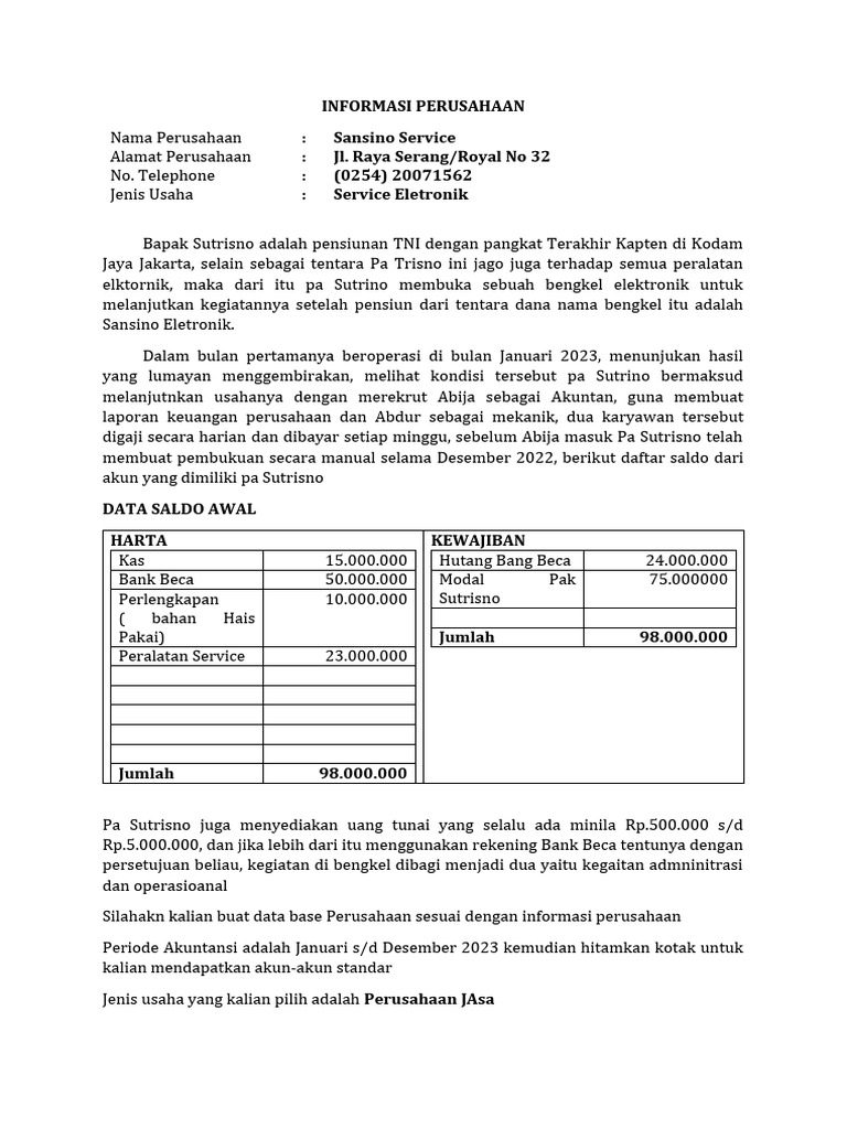 ZaHIr INFORMASI PERUSAHAAN JASA | PDF | Pengelolaan Keuangan & Uang | Griya & Taman