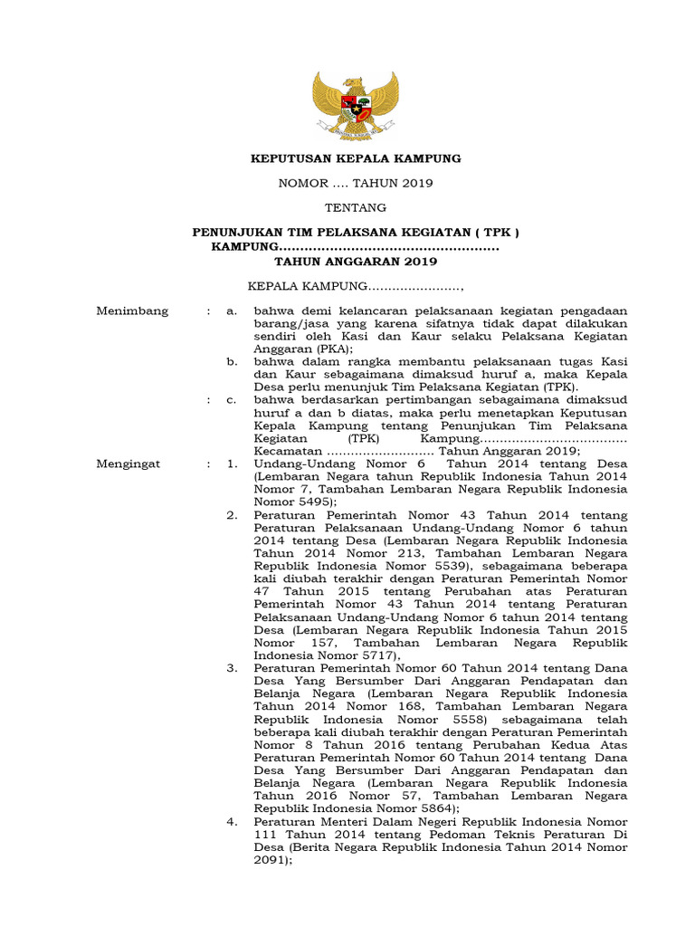 Contoh SK-TPK-2019 | PDF