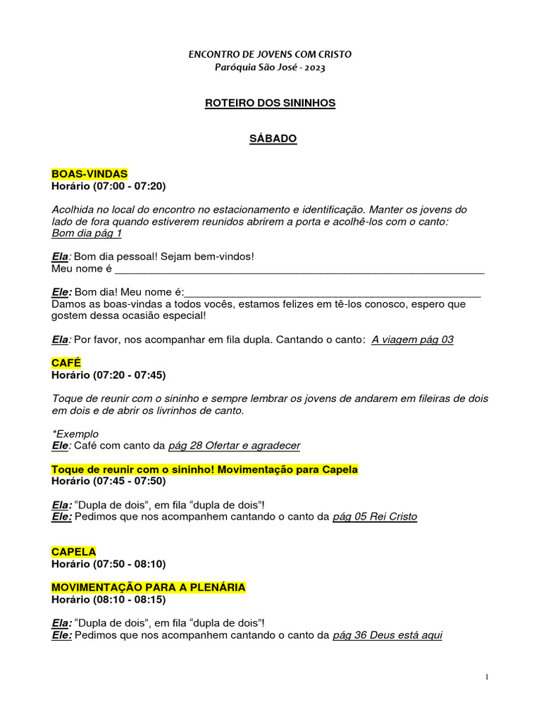 Roteiro EJC | PDF | Eucaristia | Igreja católica