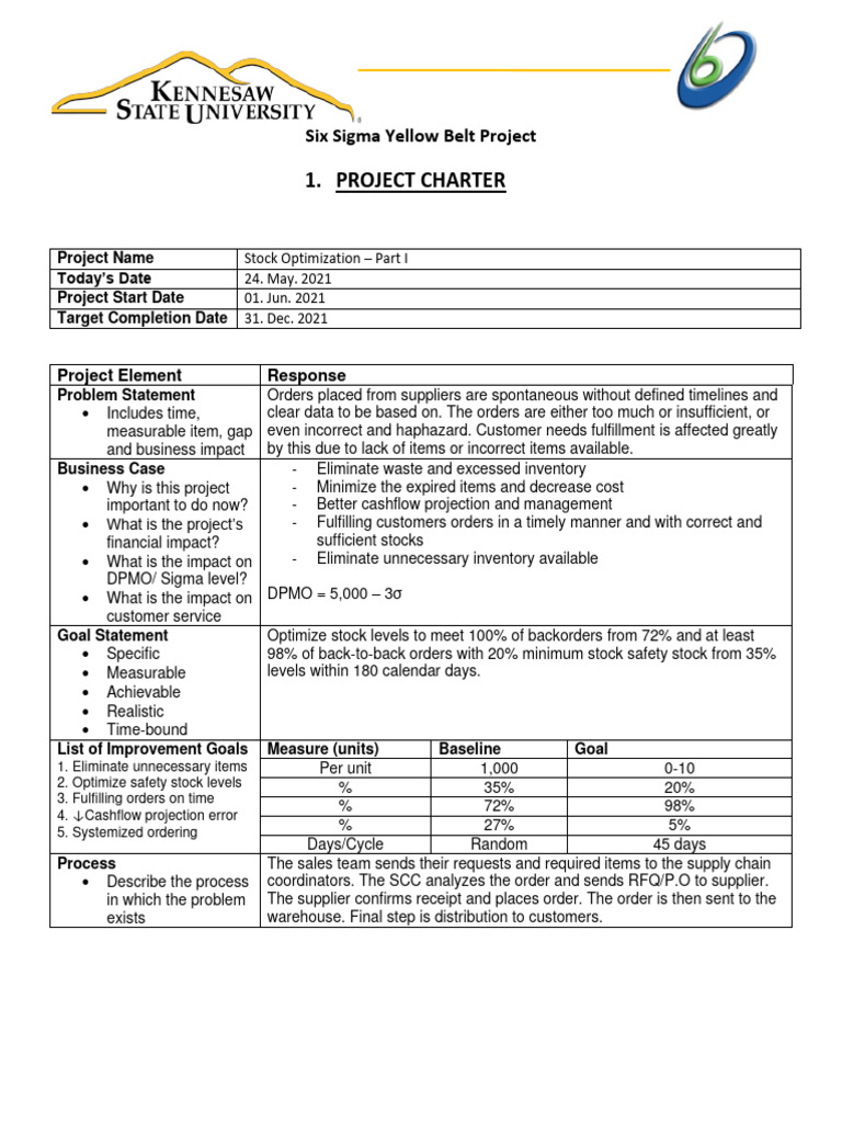 6S Project - Stock Optimization Part I | PDF