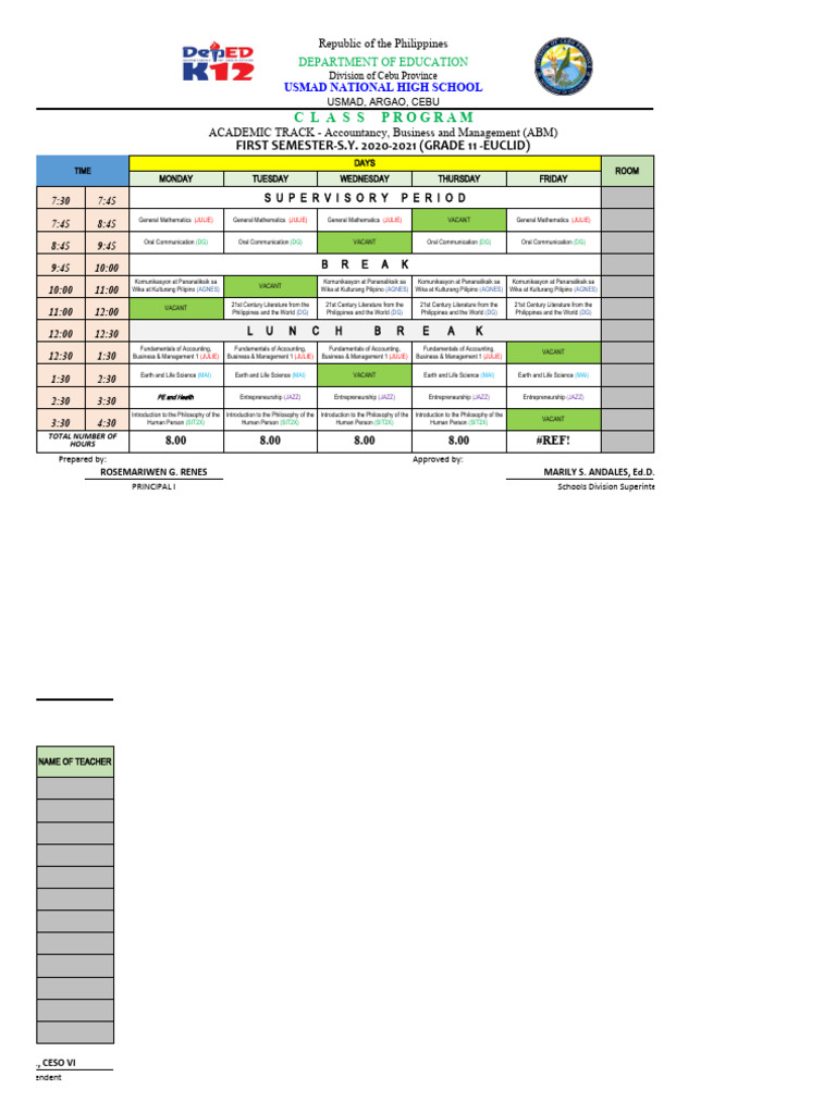2023 2024 e Class Program Shs For Abm | PDF | Science