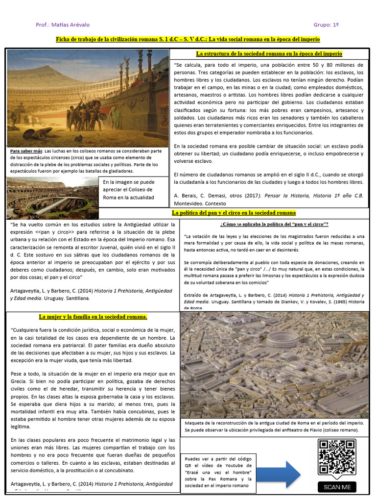 Ficha de La Sociedad Romana en La Época Del Imperio | PDF | imperio ...