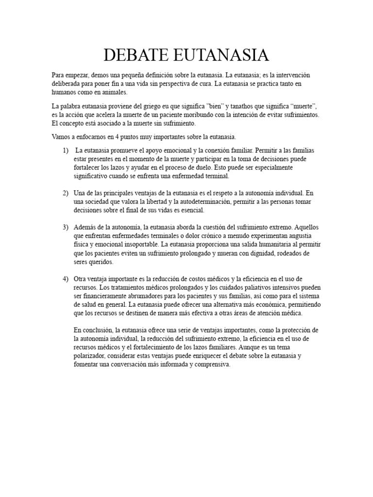 Debate Eutanasia | PDF
