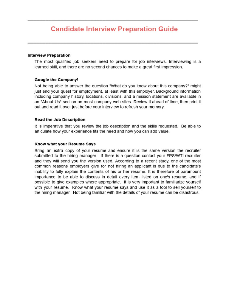 Candidate Interview Preparation Guide | PDF