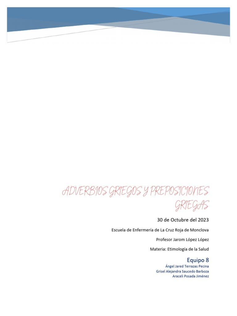 Adverbios Griegos y Preposiciones Griegas | PDF | Pseudociencia | Adjetivo