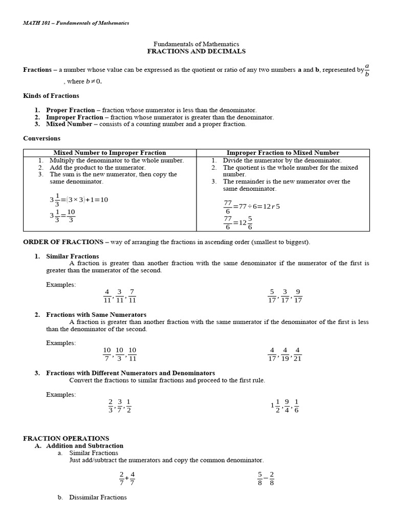 5 - Fractions and Decimals | PDF