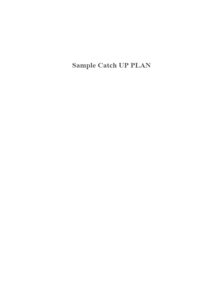 Sample Catch Up Plan | PDF