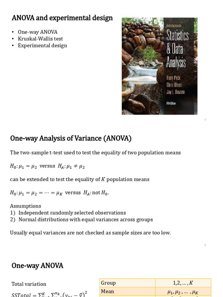 Lecture 2 ANOVA and Experimental Design | PDF