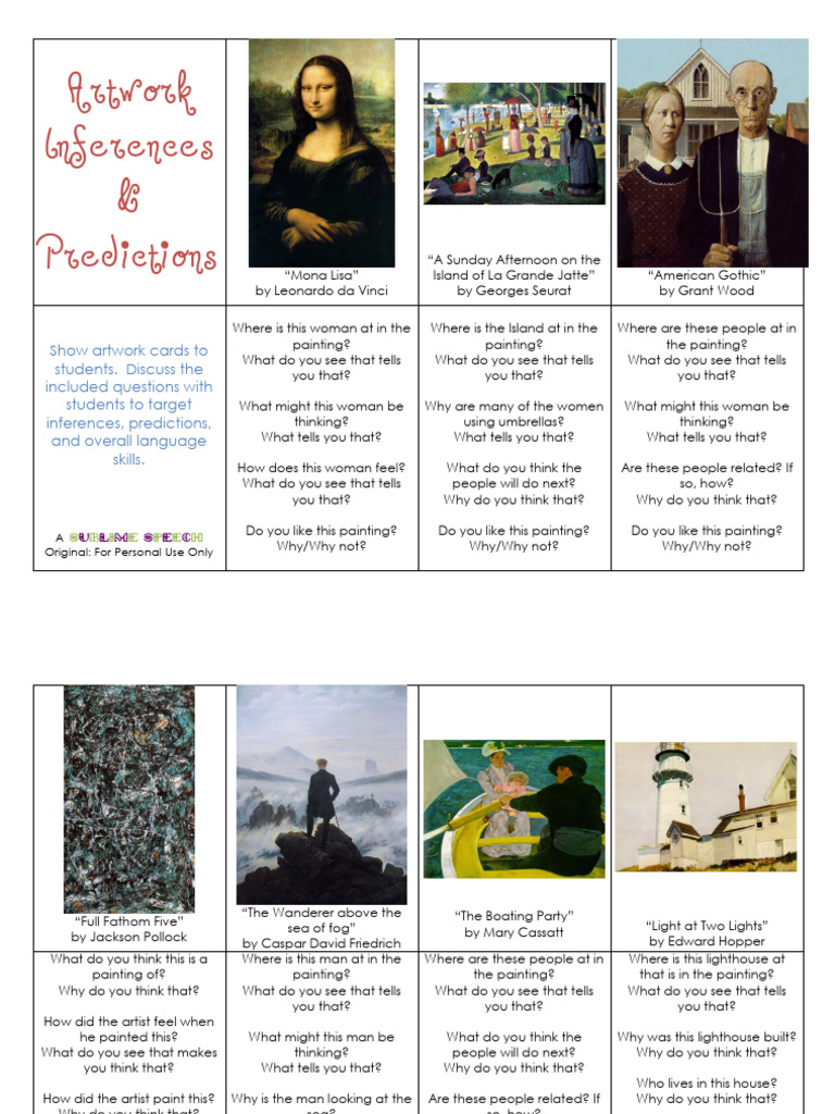 Artwork Inferences & Predictions | PDF | Paintings | Plastic Arts