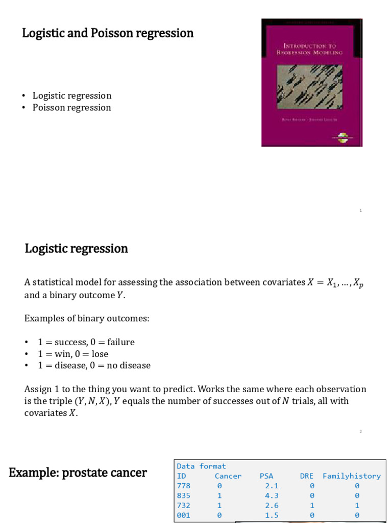 Lecture 4 Logistic and Poisson Regression | PDF