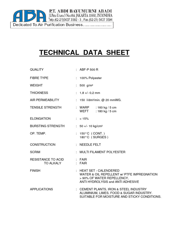 Filter Abf-P500r | PDF