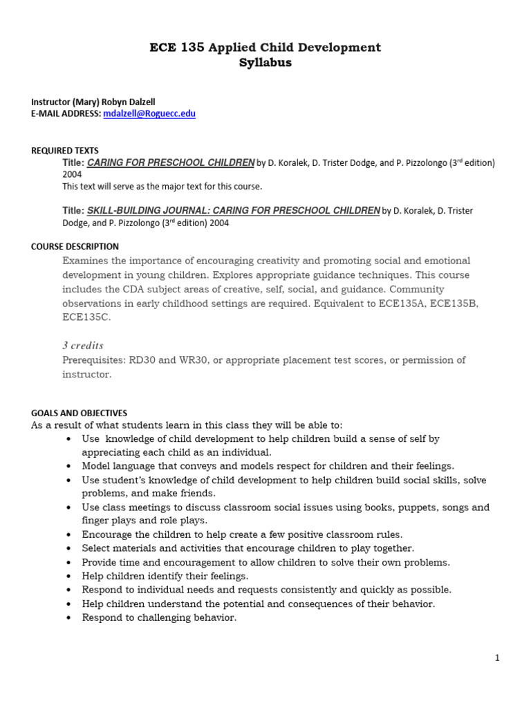 Early Childhood Ed Course | PDF